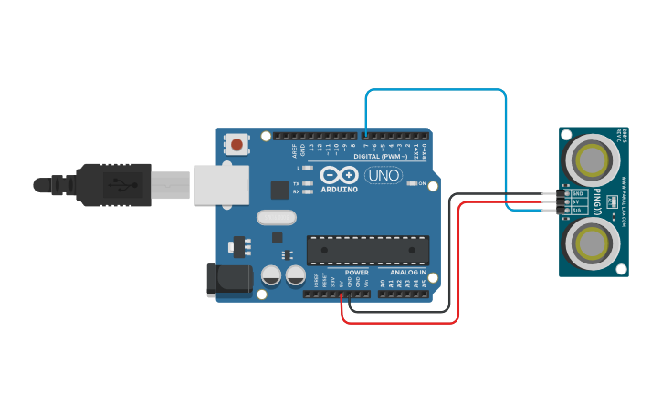 Circuit design Sensor ping - Tinkercad