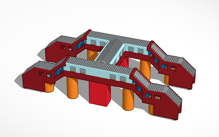 3D design Coach Style Platform footbridge 2 (N scale) - Tinkercad