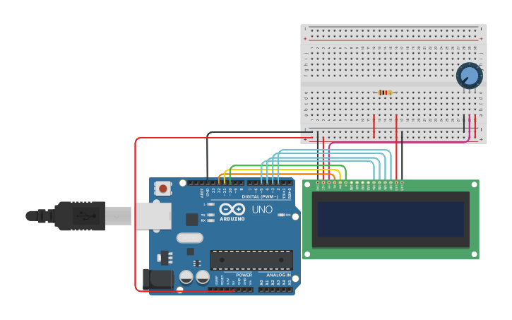 Circuit design LCD - Tinkercad