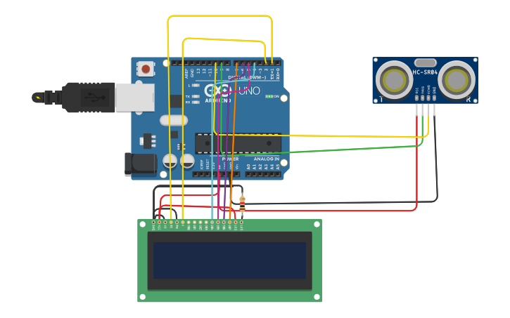 Circuit design ULTRASONIC DISTANCE MEASUREMENT - Tinkercad