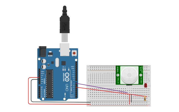Circuit Design Motion Detection Alarm Tinkercad