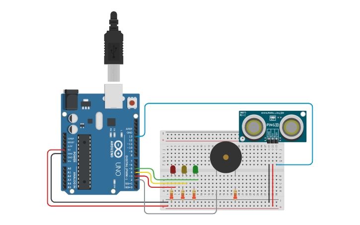 Circuit design ULTRASONIC - Tinkercad