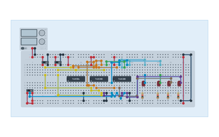 Circuit design 2 to 4 decoder - Tinkercad