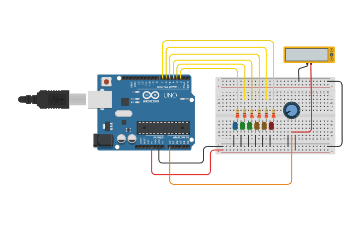 Circuit Design Potentiometer Led Scale Tinkercad