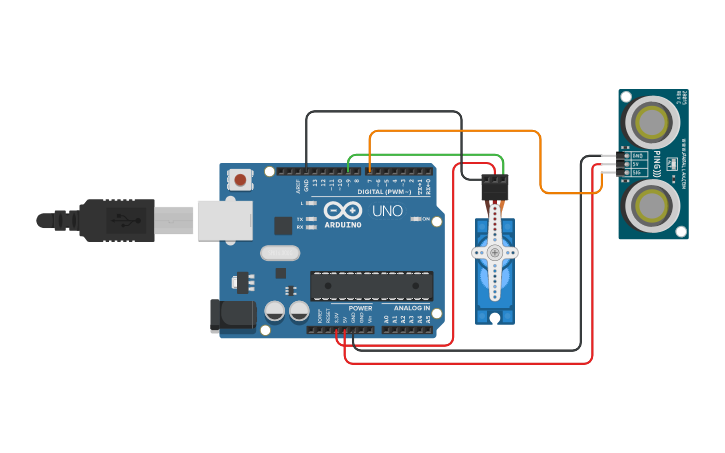 Circuit design Smart Trash Can - Tinkercad