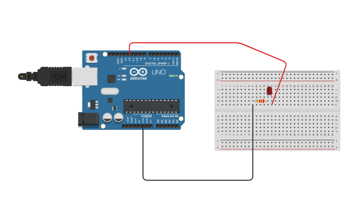 Circuit Design Arduino Uno Blink With External Led Tinkercad