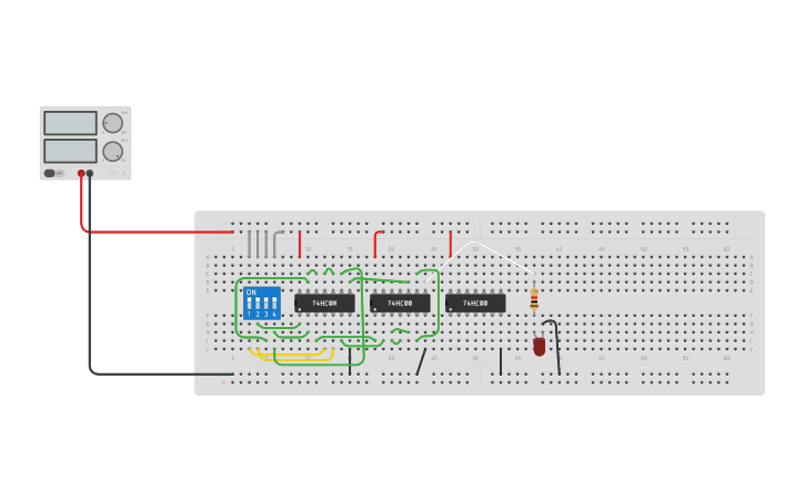 Circuit design Circuito della rete logica minima con sole porte NAND - Lab01.7 - Tinkercad