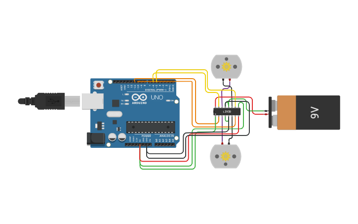 Circuit design Arduino L293D | Tinkercad