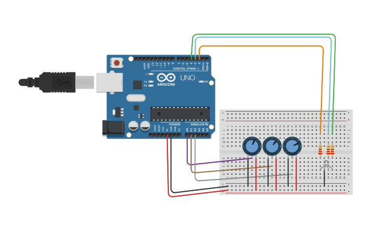 Circuit design Led RGB - Tinkercad Circuit design Led RGB - Tinkercad
