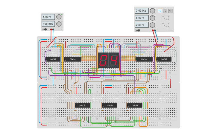 Circuit design reset en # 27 Contador de 0 a 99 | Tinkercad
