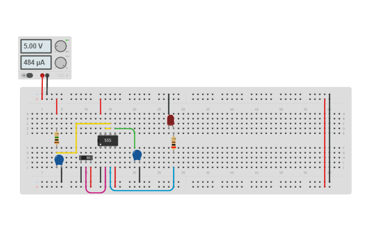 Circuit design Monostable 555-Timer - Tinkercad