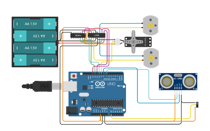 Circuit Design Arduino Servo And Dc Motor Example Tinkercad