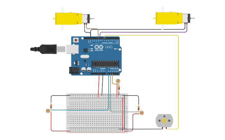 Circuit design Fire fighting ROBOT - Tinkercad