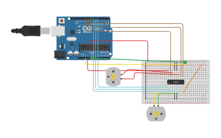 Circuit design L293D - Tinkercad