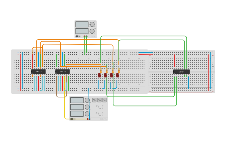 Circuit design Contador 74hc73 - Tinkercad
