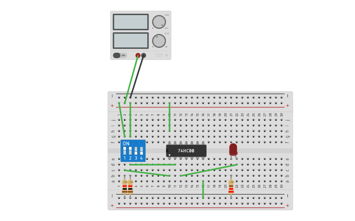 Circuit design COMPUERTA NAND | Tinkercad