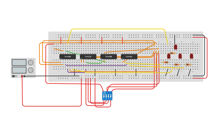 Circuit design BCD To XCS 3 Converter | Tinkercad