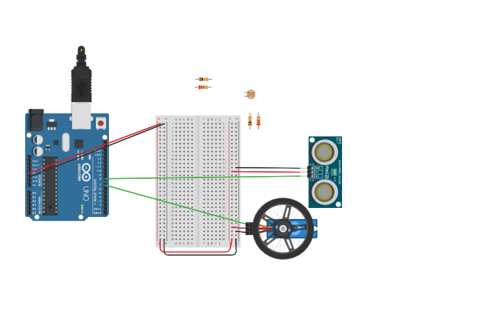 Circuit Design Project On Servo Motor And Ultrasonic Sensor Tinkercad