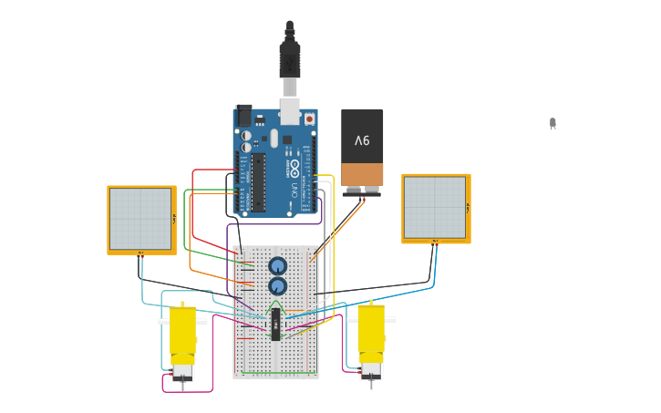 Circuit design Arduino 2 motores | Tinkercad