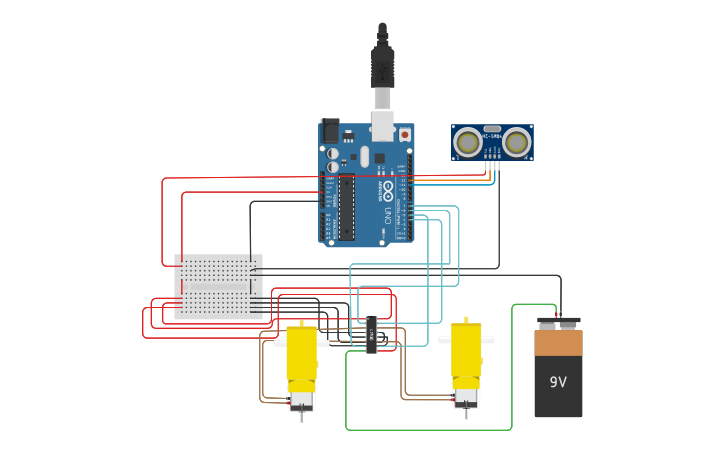 Circuit Design Obstacle Avoidance Robot Tinkercad