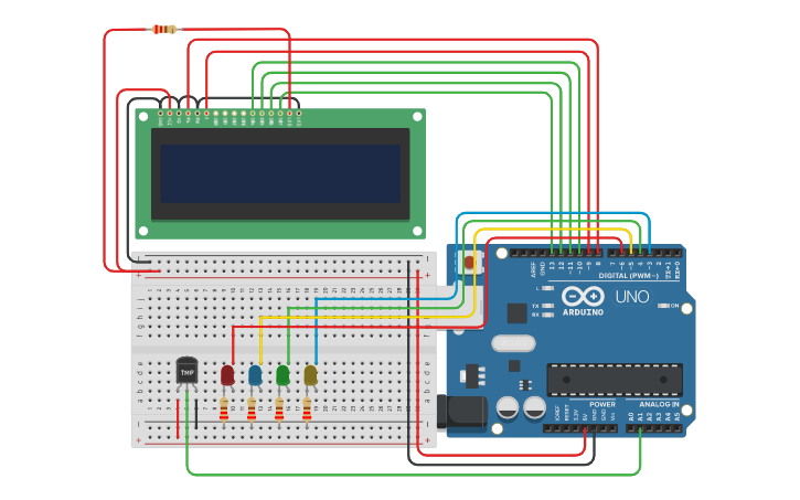Circuit design Sensor Suhu | Tinkercad