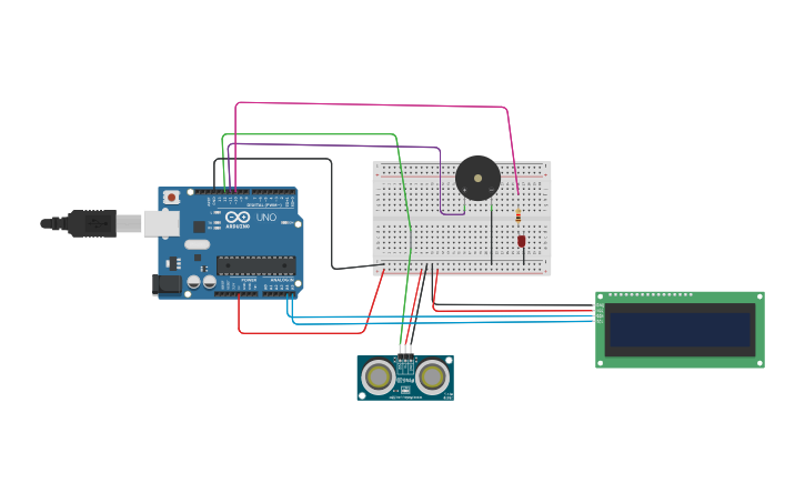 Circuit design Program 7: Ultrasonic Distance Sensor - Tinkercad