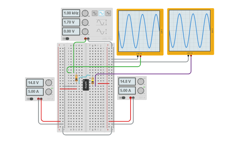 Circuit design Copy of Inverting Op-amp | Tinkercad