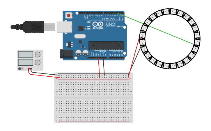 Circuit design Rainbow Neopixel Ring - Tinkercad