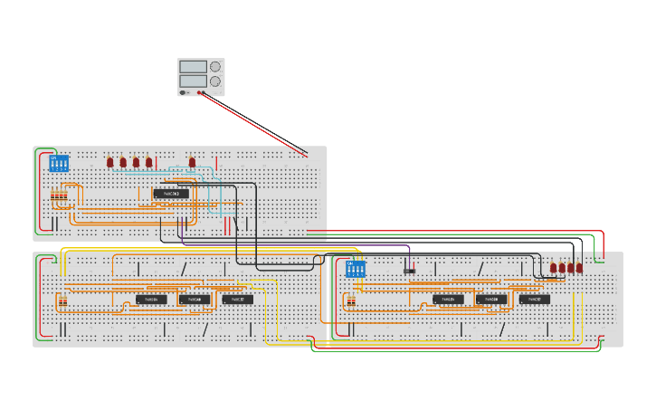 Circuit design 4 bit ALU - Tinkercad