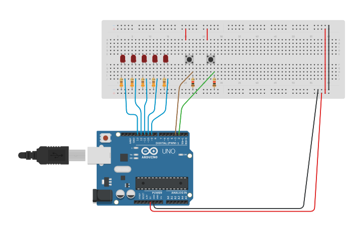 Circuit design Ejemplo Interruppciones Arduino - Tinkercad