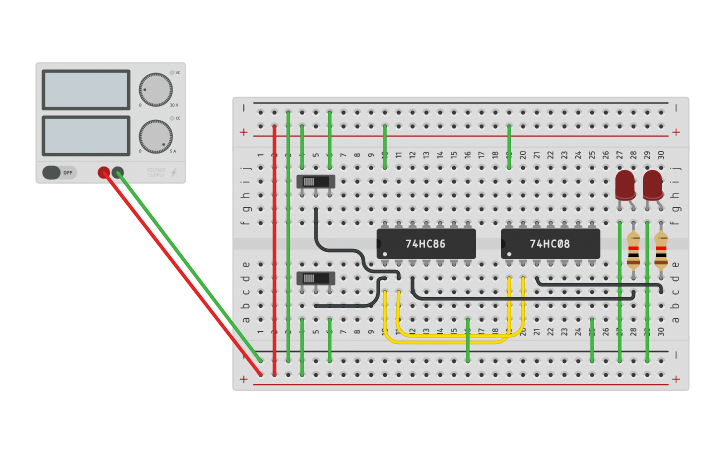 Circuit design half header cu asss | Tinkercad