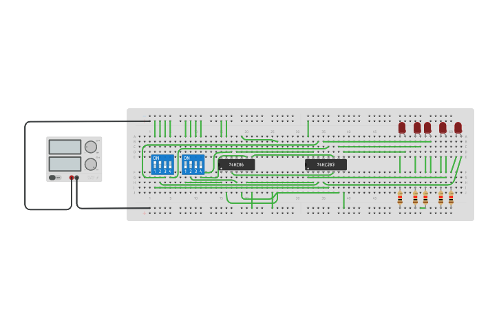 Circuit design 4 BIT BINARY ADDER - Tinkercad