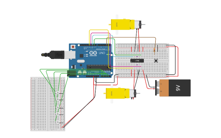 Circuit design Dos Motores Con Arduino Y Puente H L293D varios IR - Tinkercad