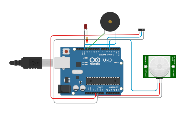 Circuit Design Burglar Alarm System Tinkercad