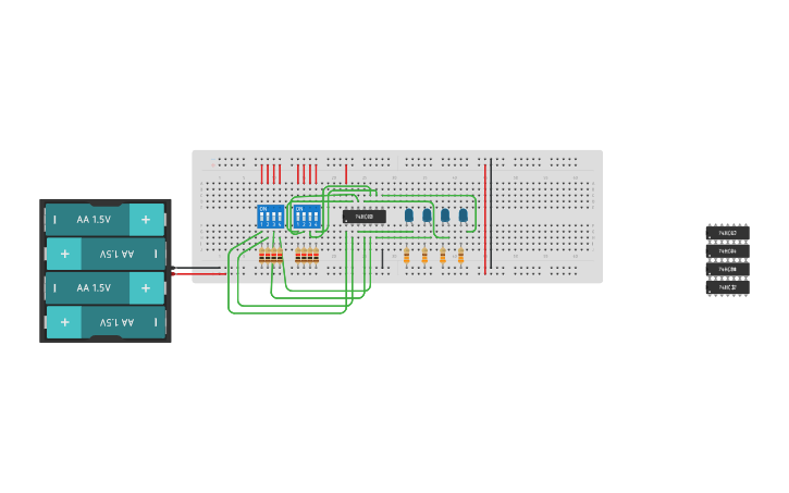 Circuit design CIRCUITO 5: COMPUERTA NAND - Tinkercad