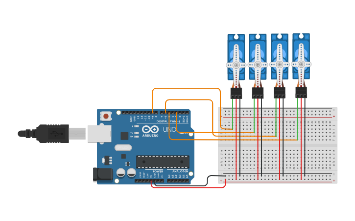Circuit Design Servo Motores Tinkercad