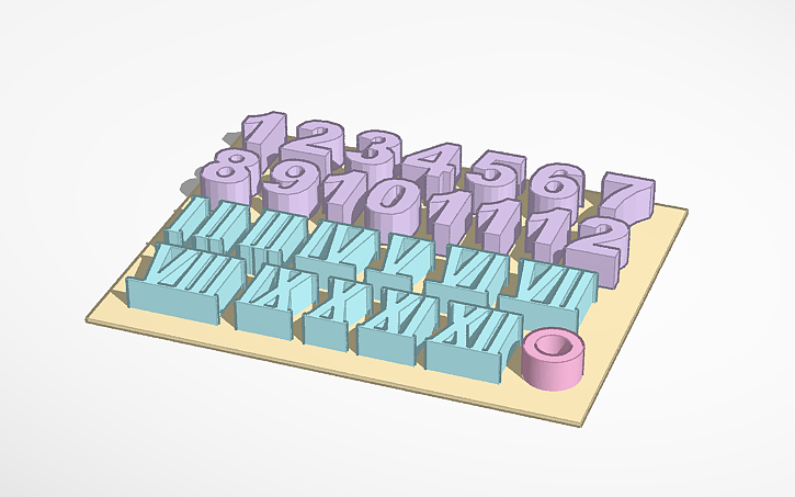3D design Numbers for Clocks - Tinkercad