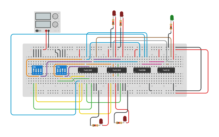 Circuit design BCD ADDER | Tinkercad