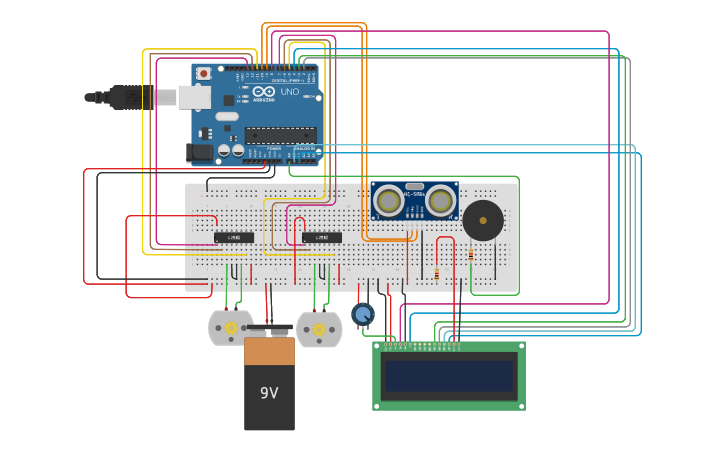 Circuit design Autononous mobile robot - Tinkercad