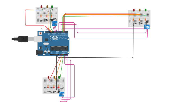 Circuit design SMART TRAFFIC LIGHT (Anas101) - Tinkercad