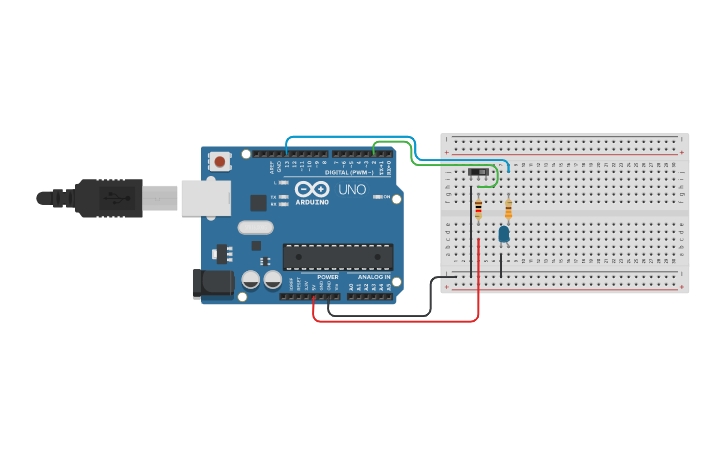Circuit design Modul 2 Examples - Digital Input - Normally Closed - Tinkercad