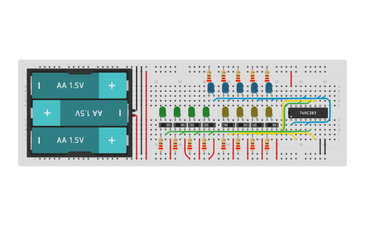 Circuit design Somador de 4 bits (original: mr.punch) | Tinkercad Circuit design Somador de 4 bits (original: mr.punch) | Tinkercad