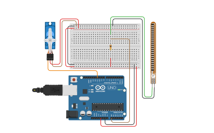 Circuit design Servo flex | Tinkercad
