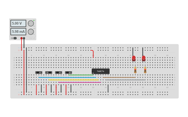 Circuit Design R Ff D Dengan Ic 7474 Tinkercad