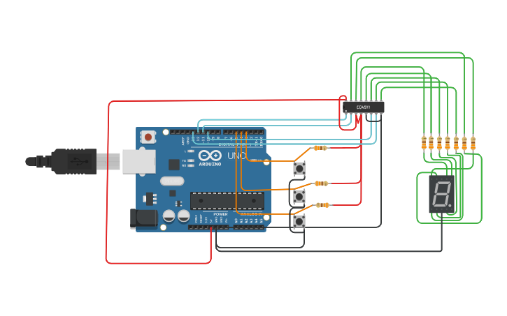 Circuit design display a 7 segmenti - Tinkercad
