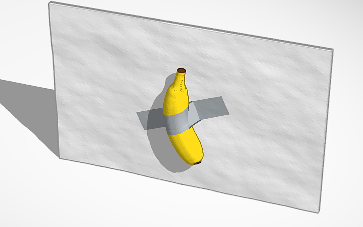 3D design Realistic banana taped to wall - Tinkercad