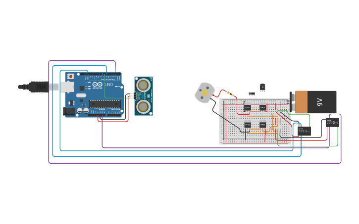 Circuit design H-bridge controlled by arduino | Tinkercad