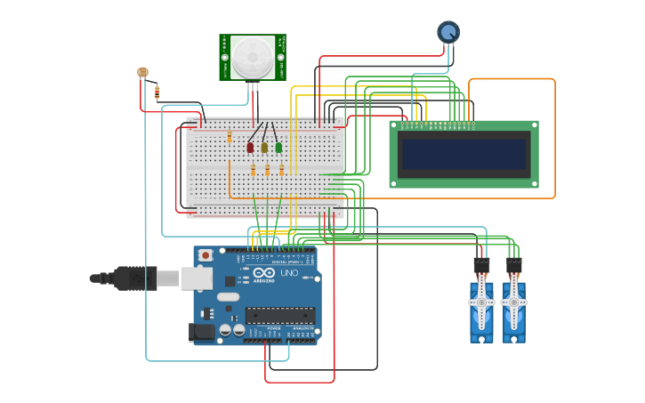 Circuit Design Jemuran Otomatis Tinkercad