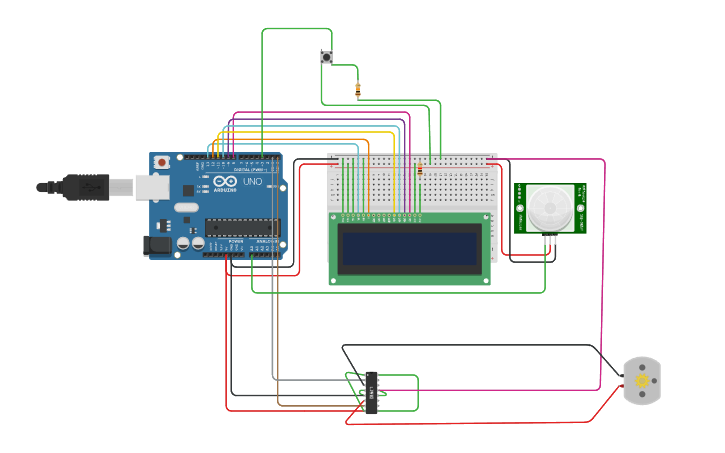 Circuit Design Automatic Door Opener Using Pir Sensor Tinkercad