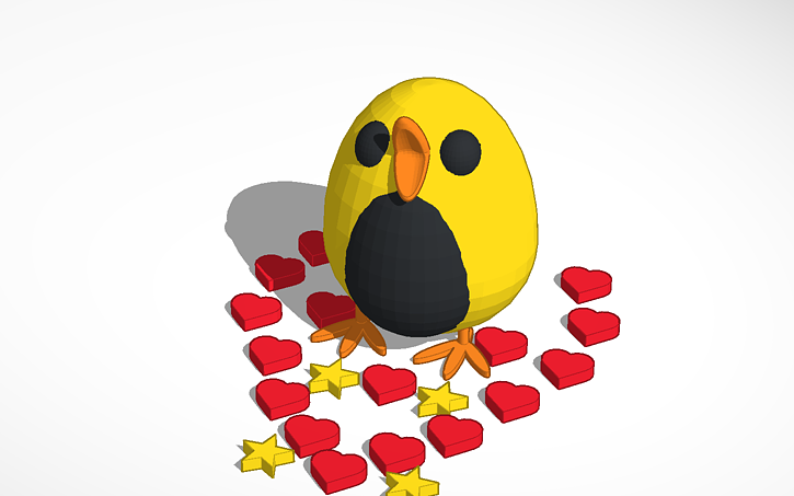 3D design Pollito con corazones | Tinkercad